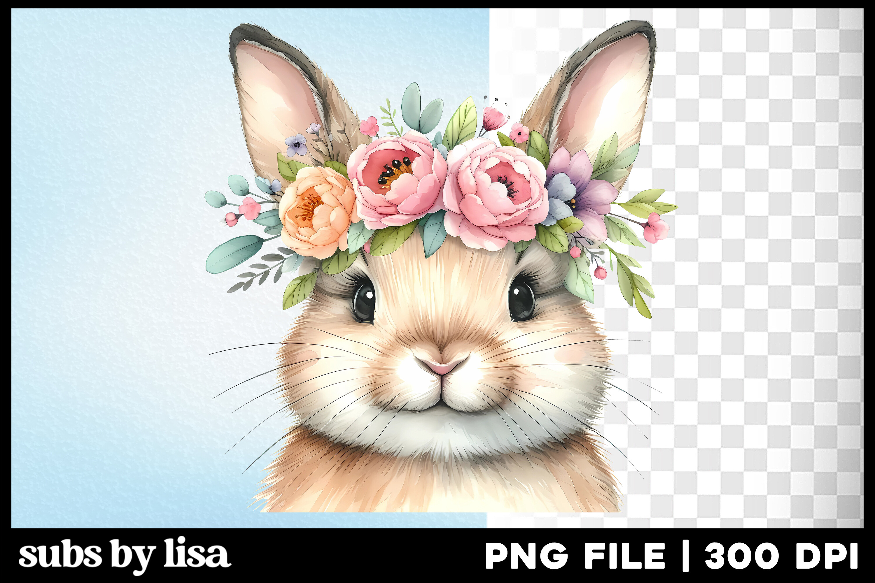 Easter Floral Bunny Ears & Flower Borders with eggs PNG Clip | Inspire ...