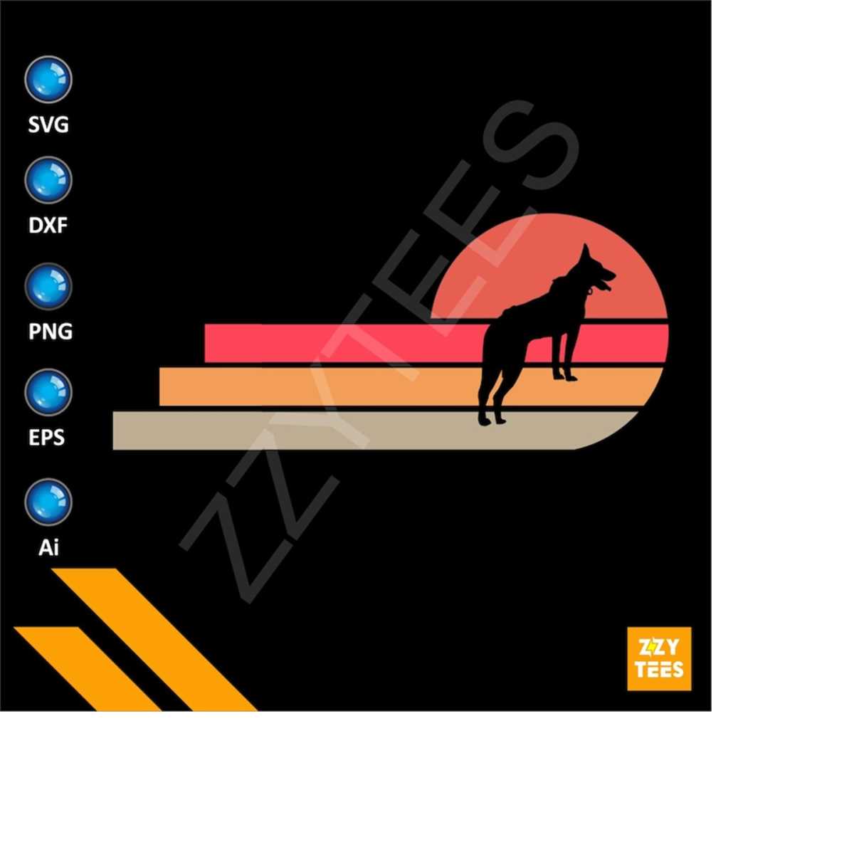 Retro Sunset K9 Svg, Retro Svg, K9 Silhouette, K9 Trainer , | Inspire ...