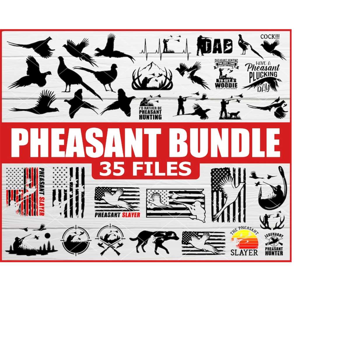 35 Files Bundle Pheasant Hunting SVG - Pheasant Clipart, Bir | Inspire ...