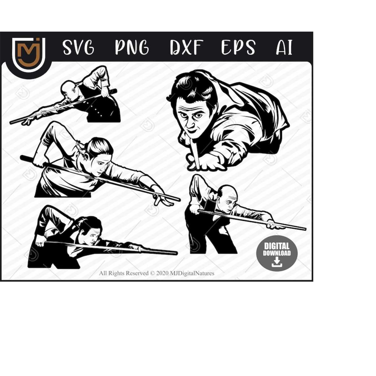 Billiard Svg Files 5 Players - Snooker Svg, 8 Ball Svg, Spor | Inspire ...
