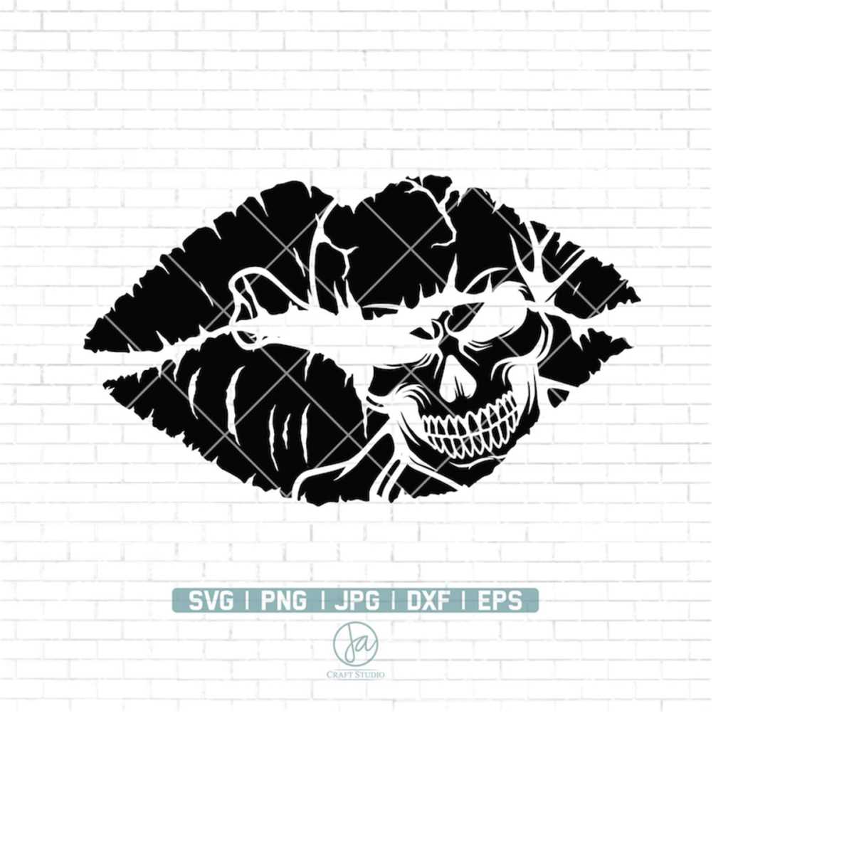 Lip Skull Print Kiss SVG, Skull Svg, Lips Svg, Lips Skull sv | Inspire ...