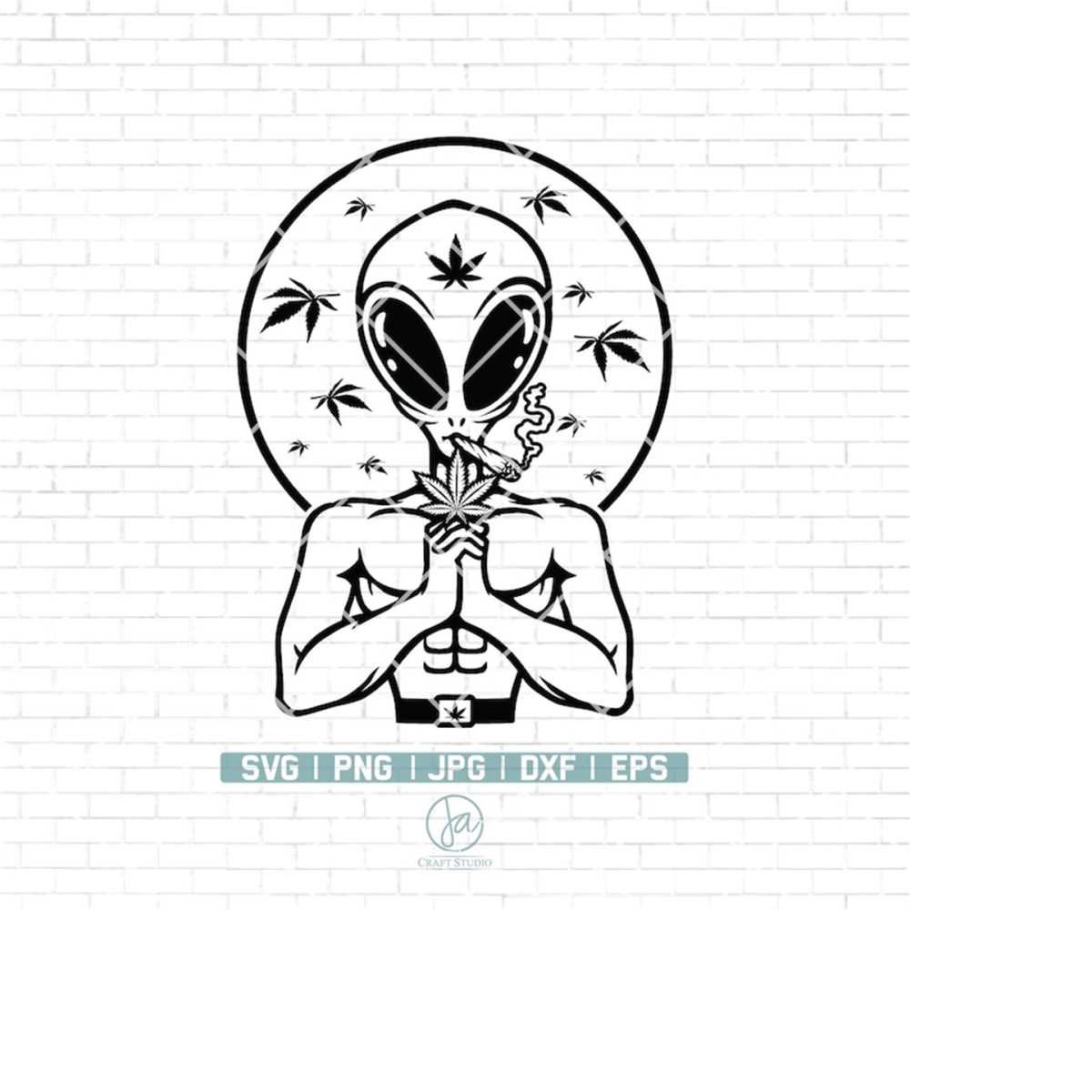 Alien Smoking Weed svg | Smoking Cannabis svg | Smoking Join - Inspire ...
