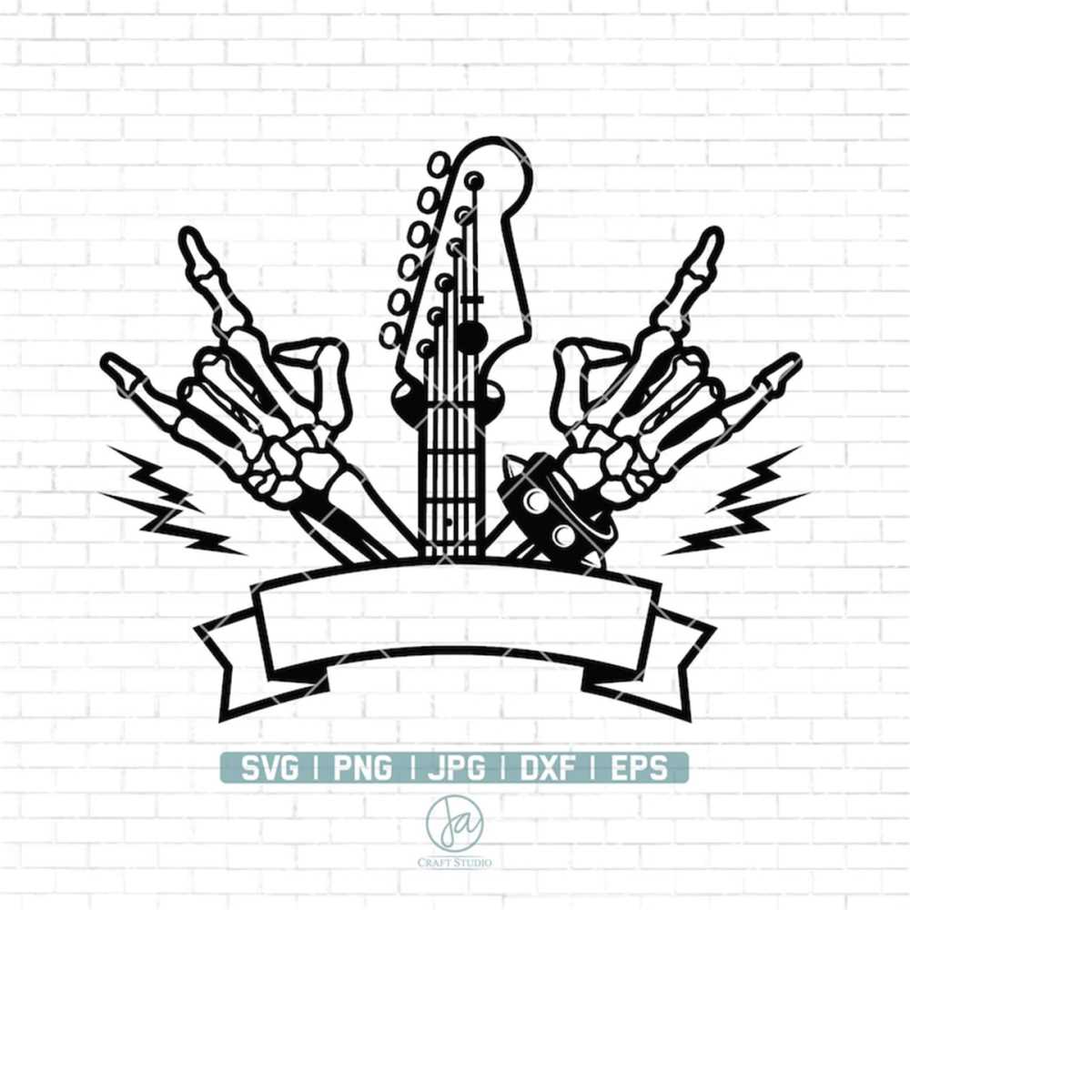 Rock And Roll Music SVG | Skeleton Svg | Guitar SVG | Rock h | Inspire ...