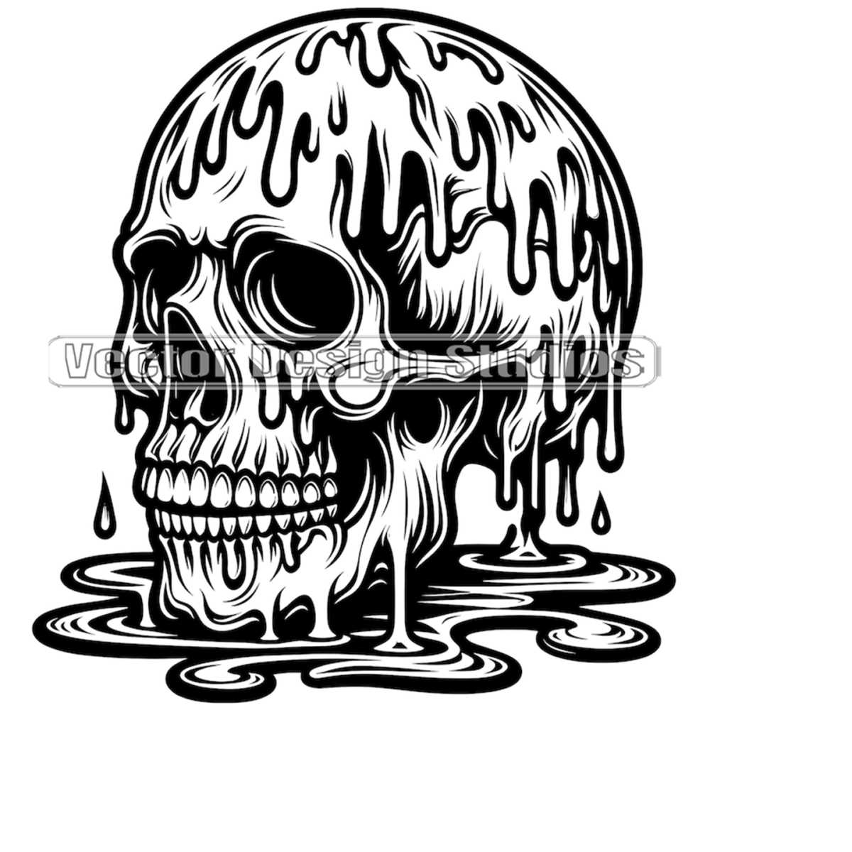 Melting Skull Svg & PNG Files, Dripping Skull Tattoo Clipart | Inspire ...