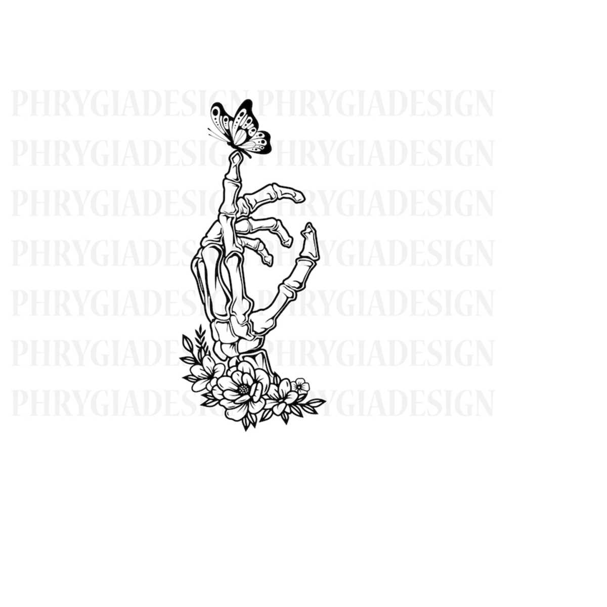 Floral Skeleton Hand With Butterfly Svg , Skeleton Hand Svg - Inspire ...