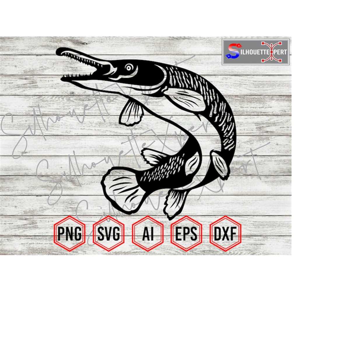 Alligator Gar Fish Silhouette, Gar Fish svg - Vector, Cricut - Inspire ...