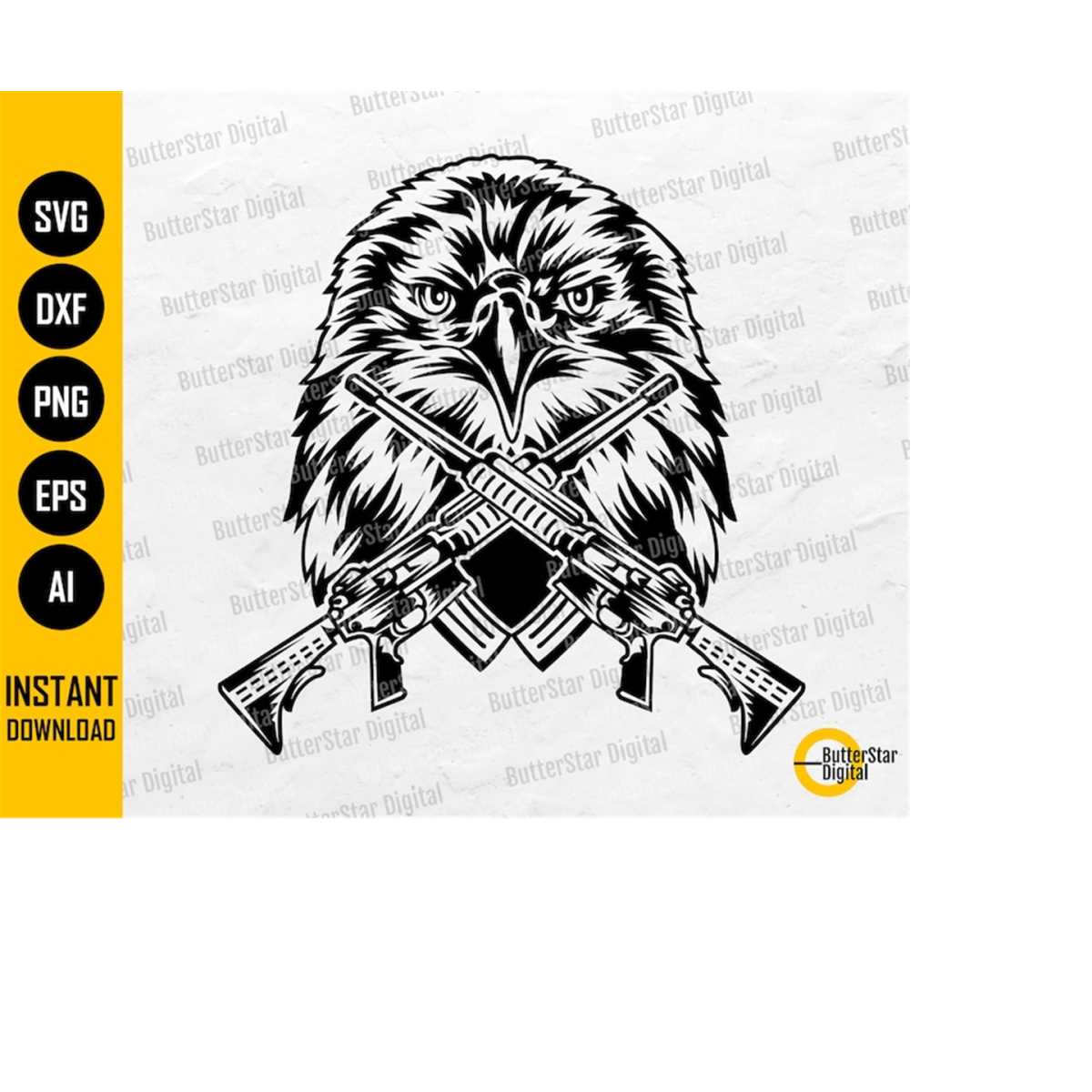 Eagle With Crossed Rifles SVG | Guns SVG | Weaponry SVG | Cr - Inspire ...