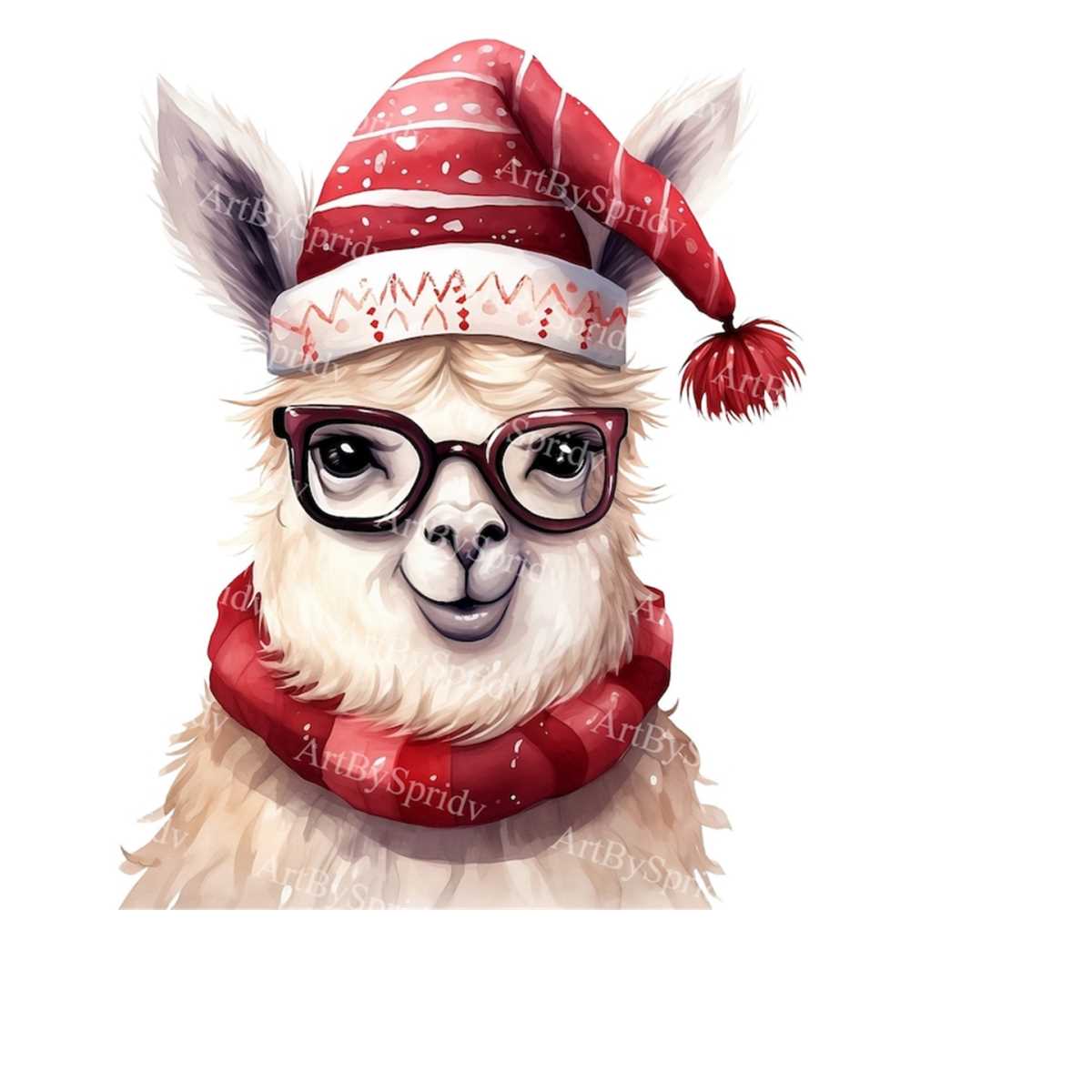 Christmas Llama With Santa Hat Transparent PNG Clipart, Kids | Inspire ...