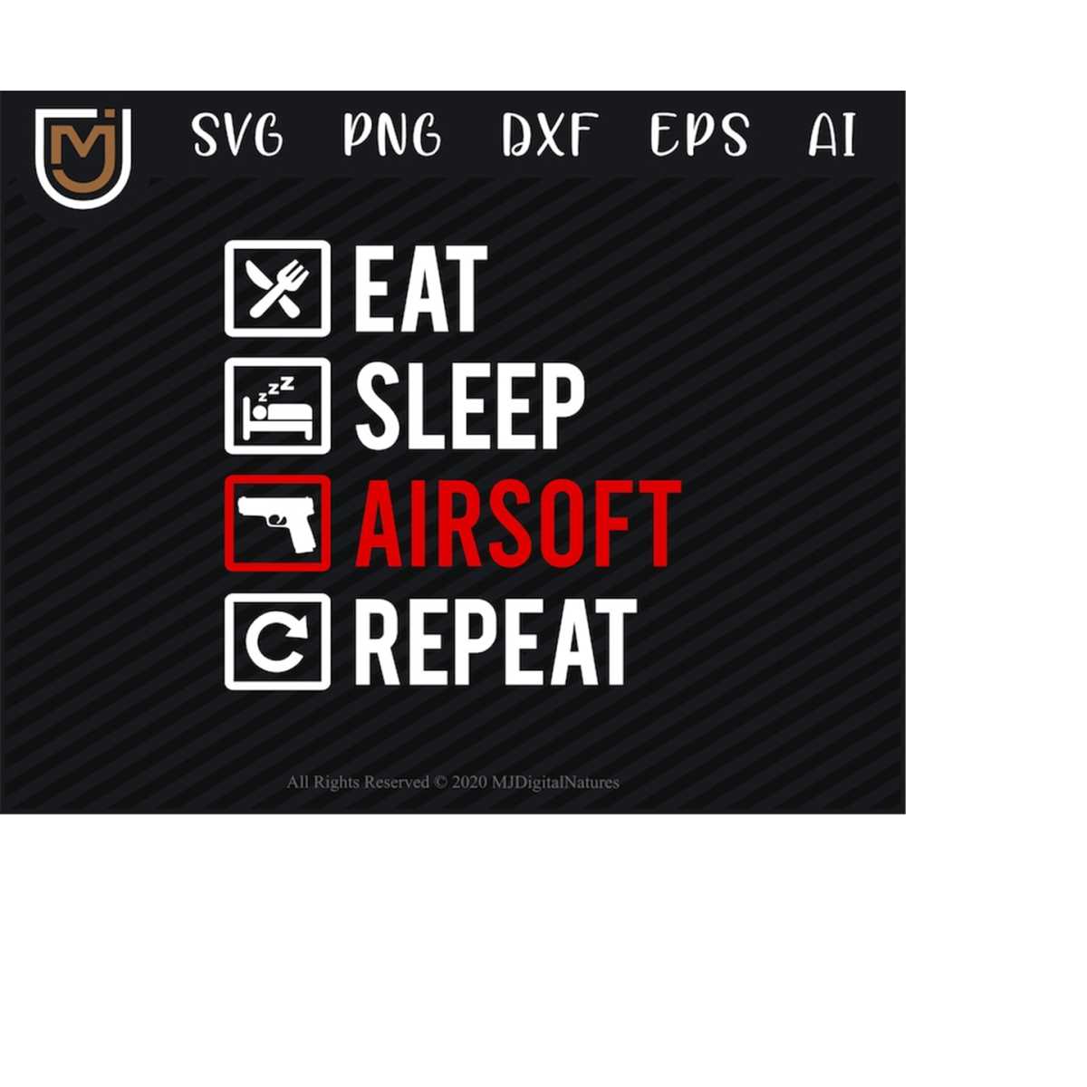 Eat Sleep Airsoft SVG - Tactical Svg, Airsoft Clipart, Gun S | Inspire ...