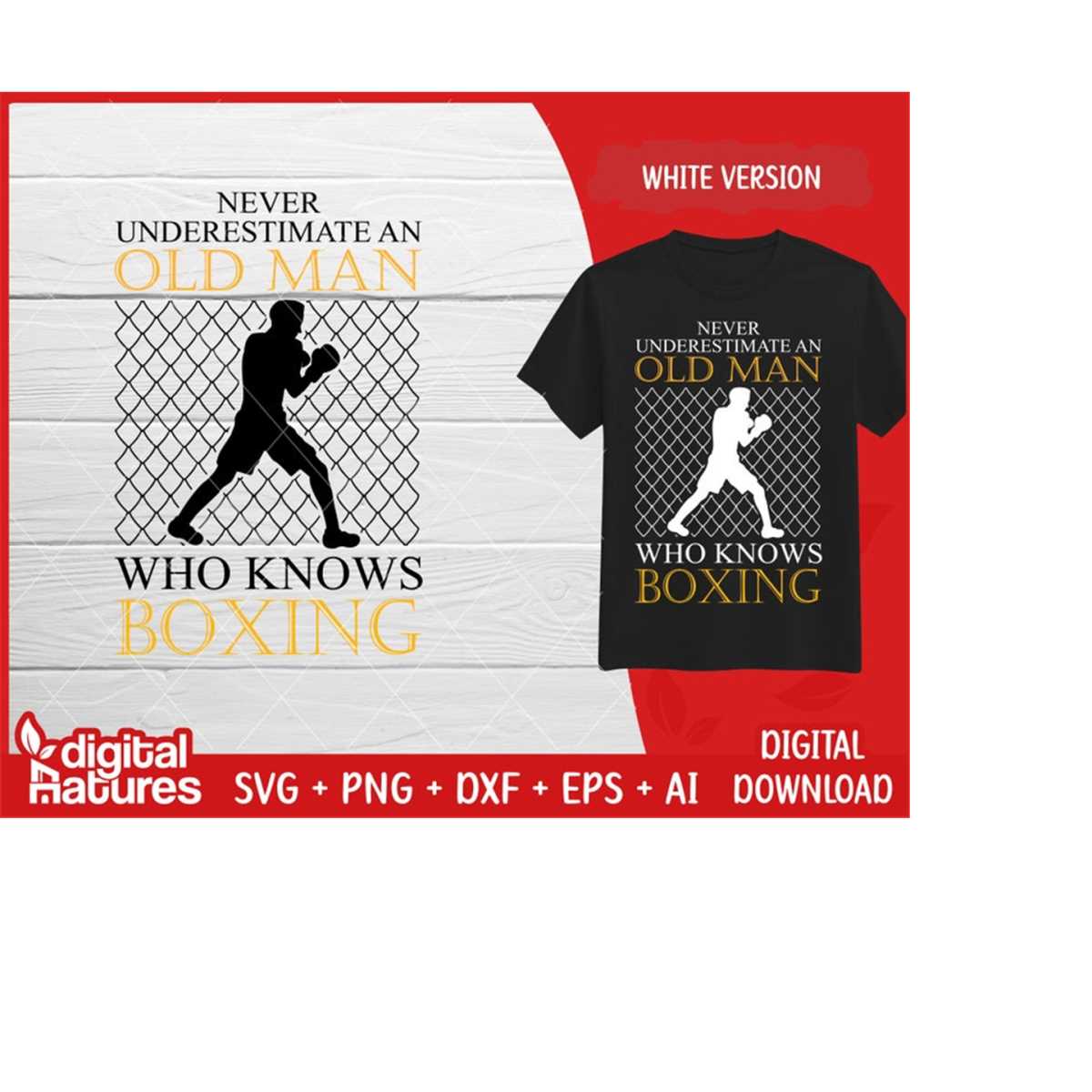 Funny Old Man Boxing Svg - Boxing Clipart, Sports Svg, Png, | Inspire ...