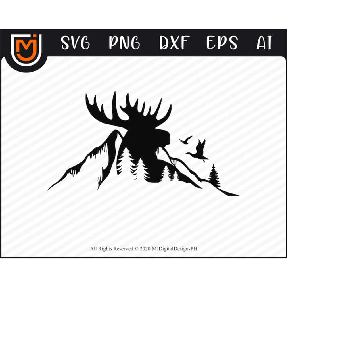 Moose Hunting SVG Mountains - Moose Elk Clipart, Elk Deer Hu | Inspire ...