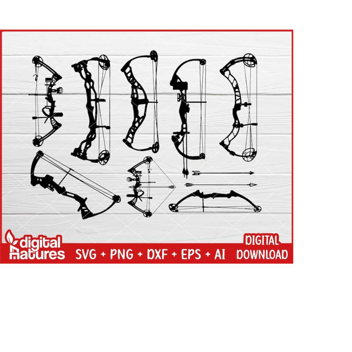 Bundle Compound Bow SVG - Hunting Clipart, Bow And Arrow SVG | Inspire ...