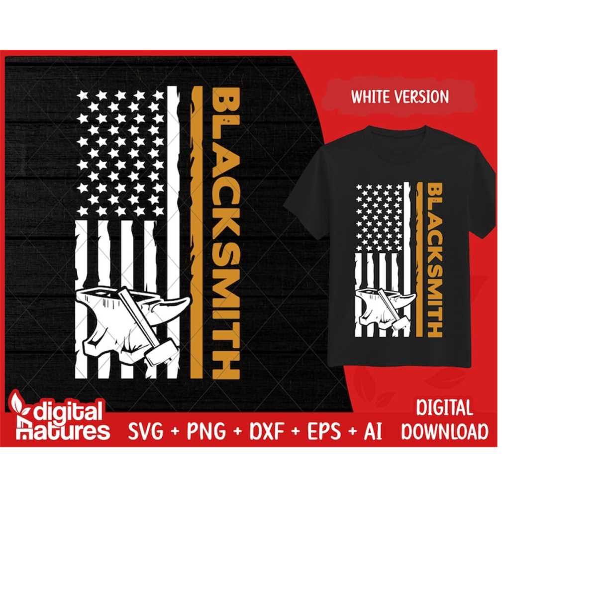 Blacksmith SVG Patriotic - Usa Flag Forge SVG, Metalsmith SV | Inspire ...