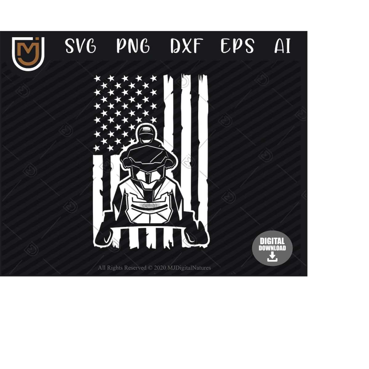 Snowmobile Svg American Flag 02 - Snowmobiling Svg, Snowmobi - Inspire ...