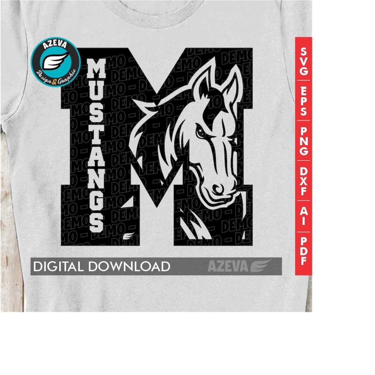 Mustangs Team Logo svg,Mascot Inside Letter,Mustang Team Log - Inspire ...