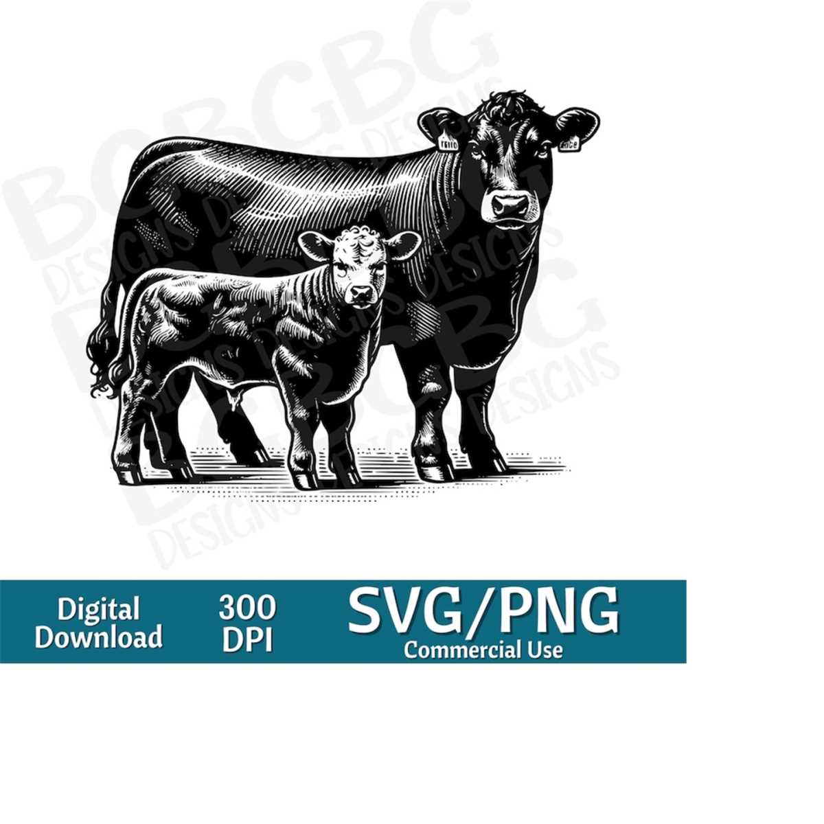 Black Angus Cow Calf Pair SVG, Animal clipart, cute animal, - Inspire ...