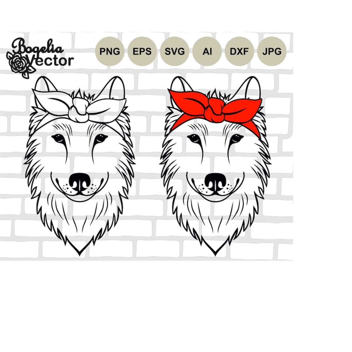Wolf with Bandana Svg, Wolf Cut files, Bow Svg, Svg for Shir | Inspire ...