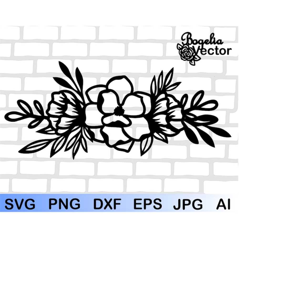 Flowers Svg file, Flowers Cut File, Flower Border Svg, Flora | Inspire ...