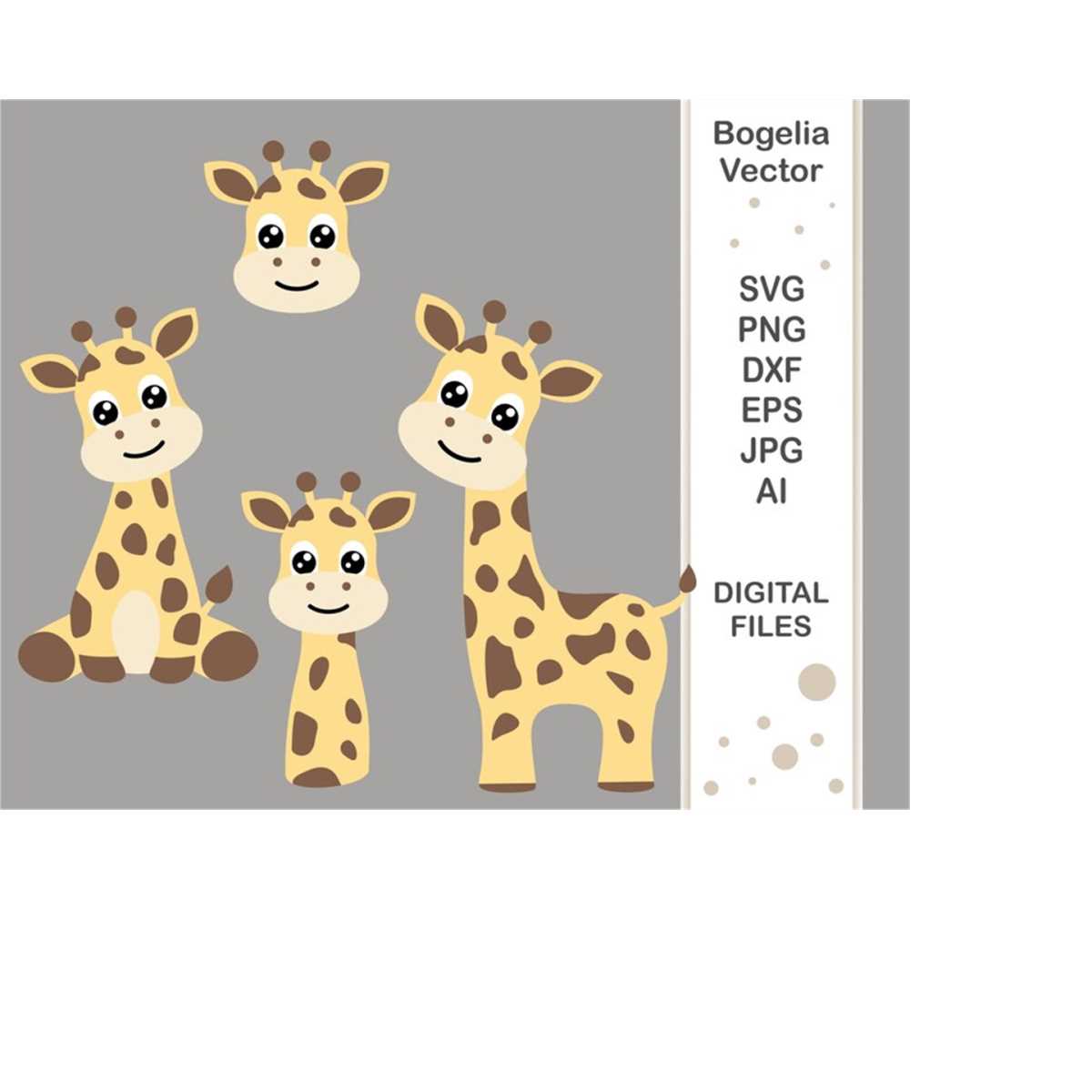 Cute Baby Giraffe Svg Bundle, Cut file, Layered files, Cute | Inspire ...