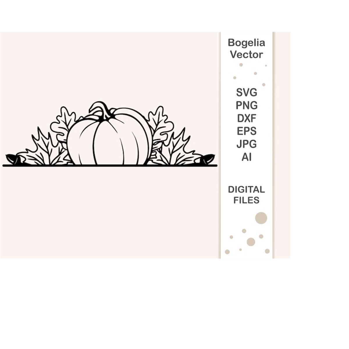 Pumpkin Border Svg file, Fall Leaves cut file, Split Monogra | Inspire ...