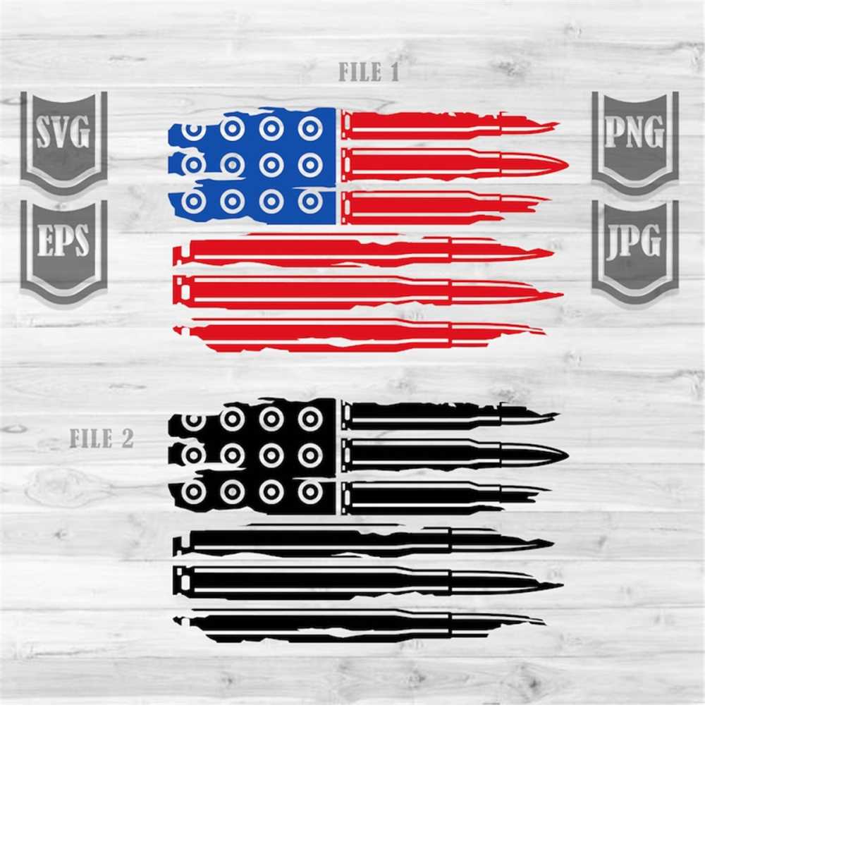 USA Flag Bullets svg | Guns and Ammo Cut File | US Distresse | Inspire ...