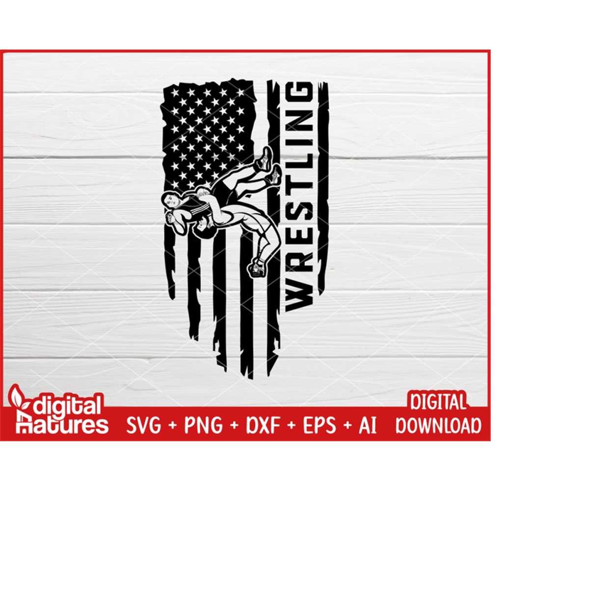 Wrestling SVG File American Flag - Sports Svg, Wrestler Svg, | Inspire ...