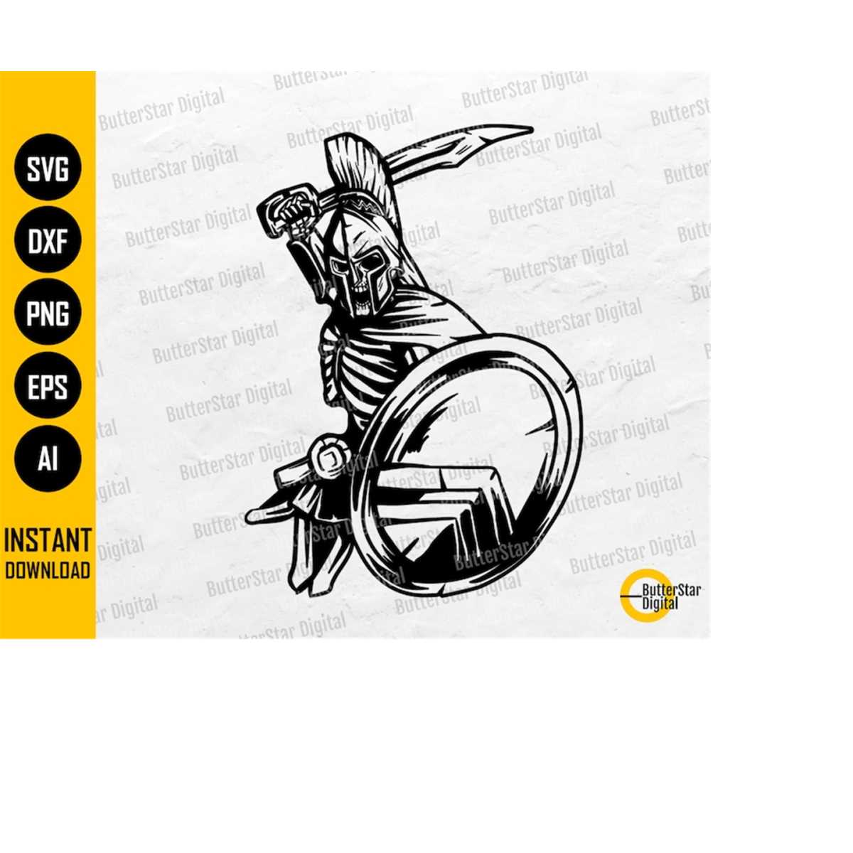 Spartan Skeleton SVG | Gladiator SVG | War Helmet Shield Swo - Inspire ...