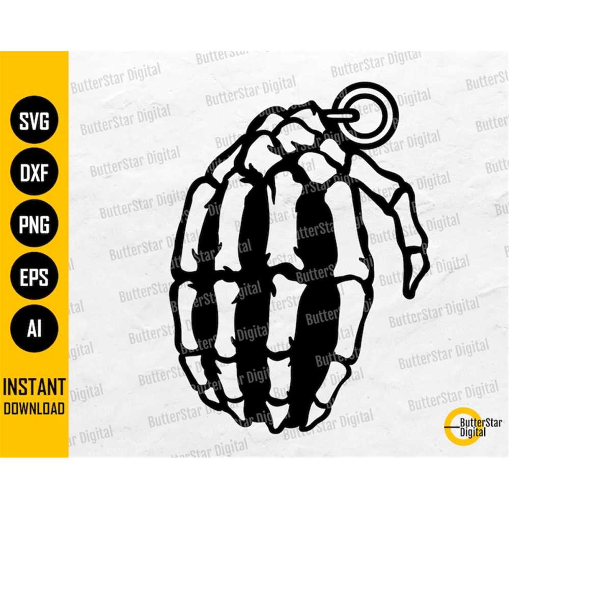 Skeleton Hand Grenade SVG | Weapon SVG | Military T-Shirt De | Inspire ...