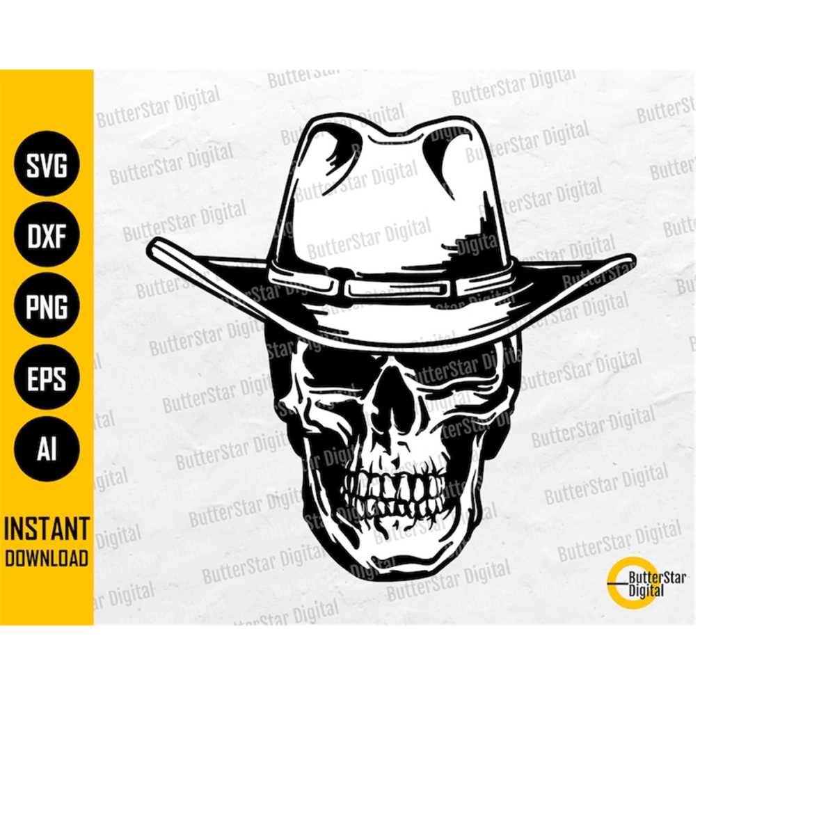 Cowboy Skull SVG | Outlaw Sheriff Wild West Rodeo Ranch West | Inspire ...