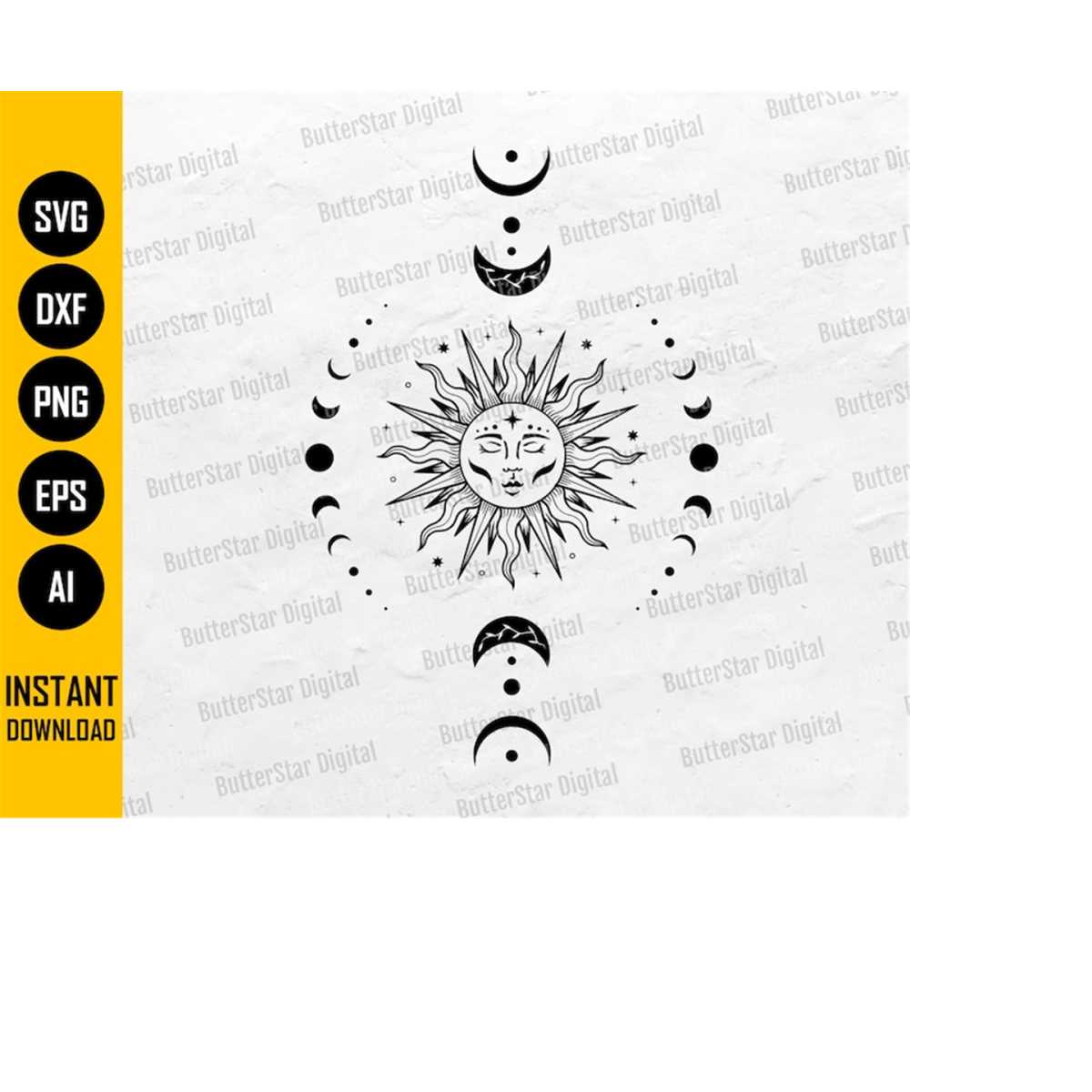 Sun And Moon SVG | Boho SVG | Celestial SVG | Moon Phase Svg - Inspire ...