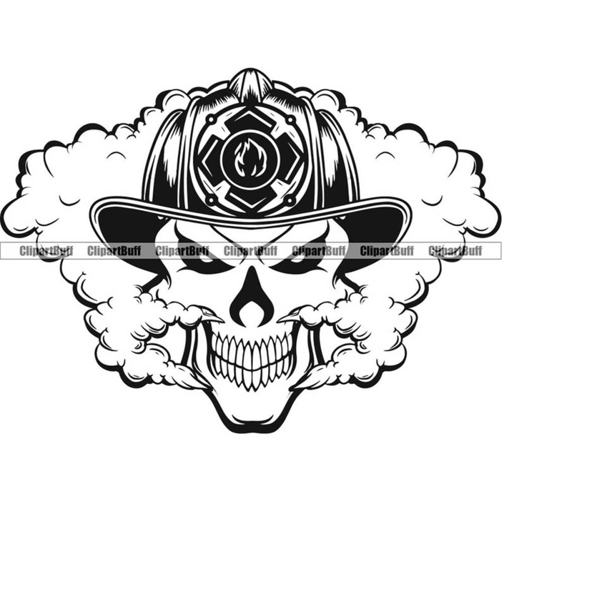 Skull Fireman Helmet Beating Smoke Mouth Nose Firefighter Fi | Inspire ...