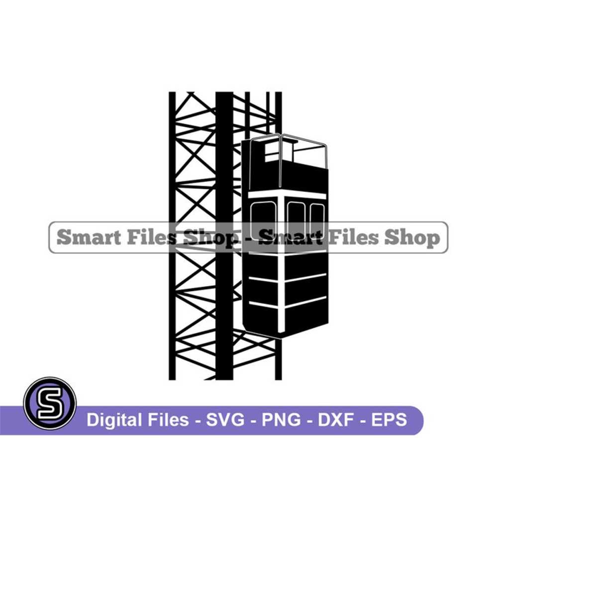 Tower Crane Elevator Svg, Construction Svg, Skyscrapers Svg, | Inspire ...