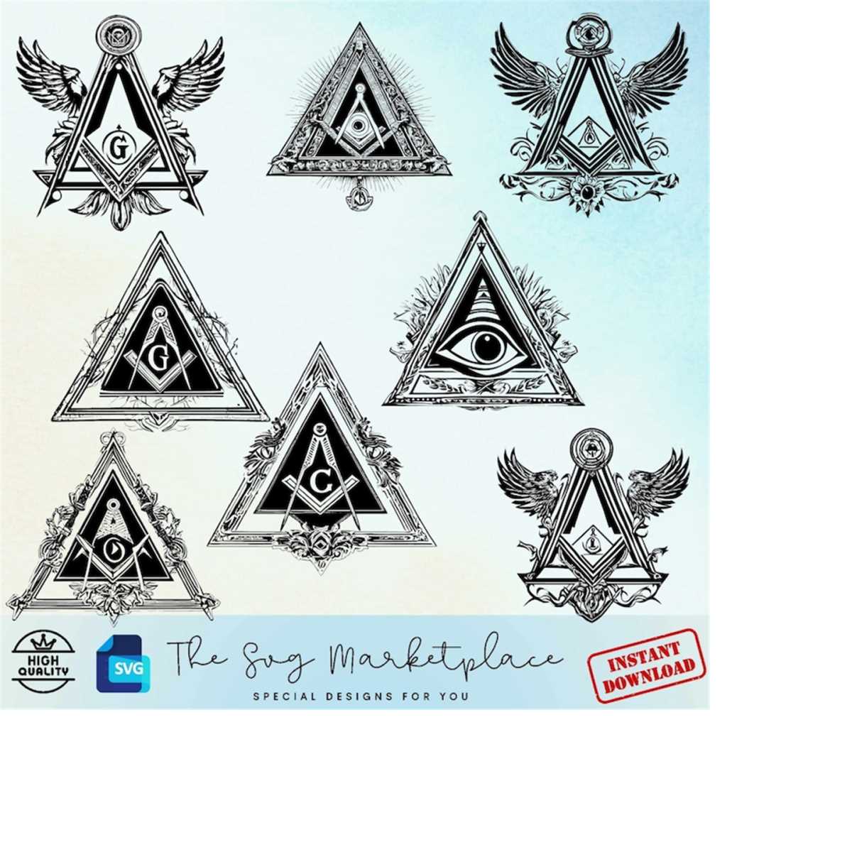 Masonic Symbols SVG , PNG Bundle - Intricate Illuminati Desi - Inspire Uplift