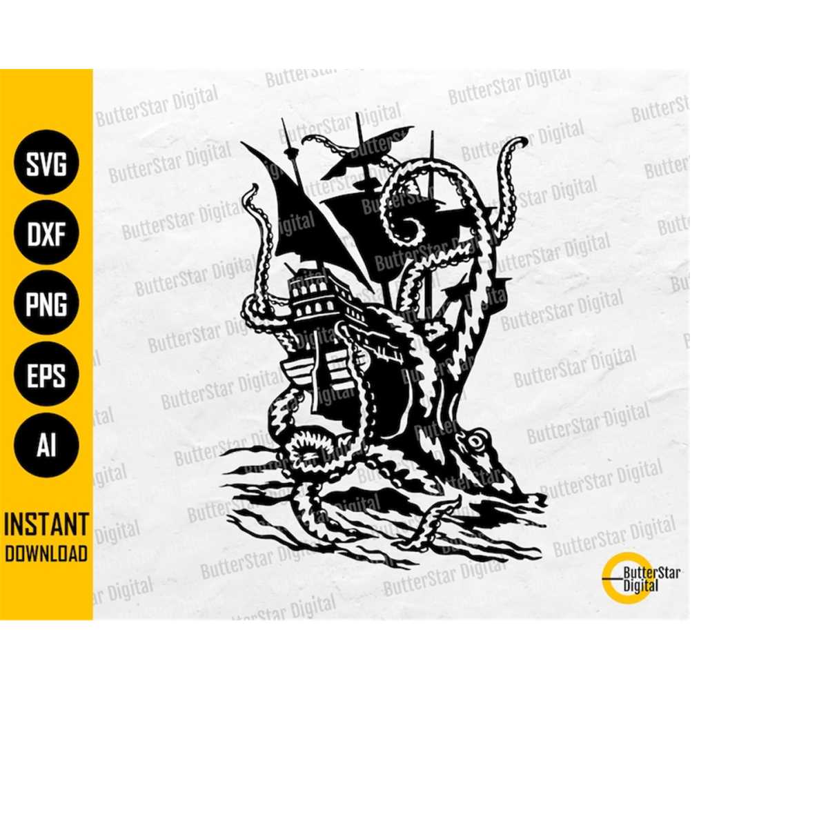 Kraken SVG | Tentacles SVG | Ocean Monster Attack Wall Art V | Inspire ...