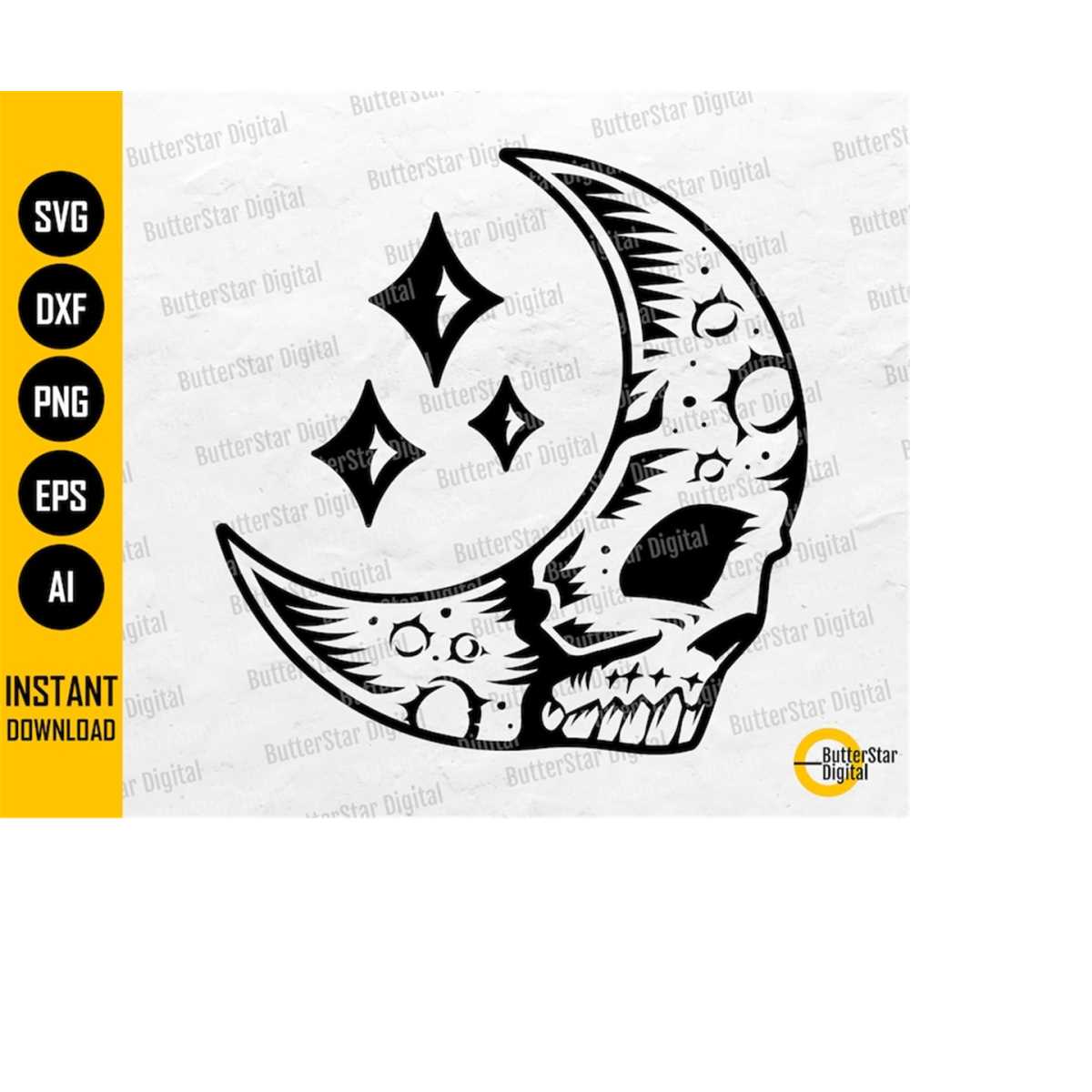 Skull Moon SVG | Celestial SVG | Occult SVG | Cricut Silhoue | Inspire ...