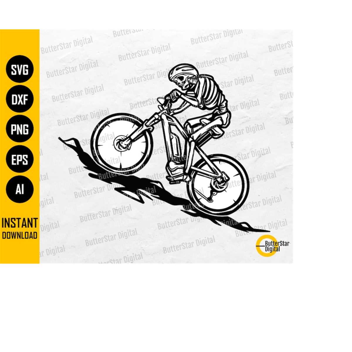 Mountain Bike Skeleton SVG | MTB Biker SVG | Uphill Biking S | Inspire ...