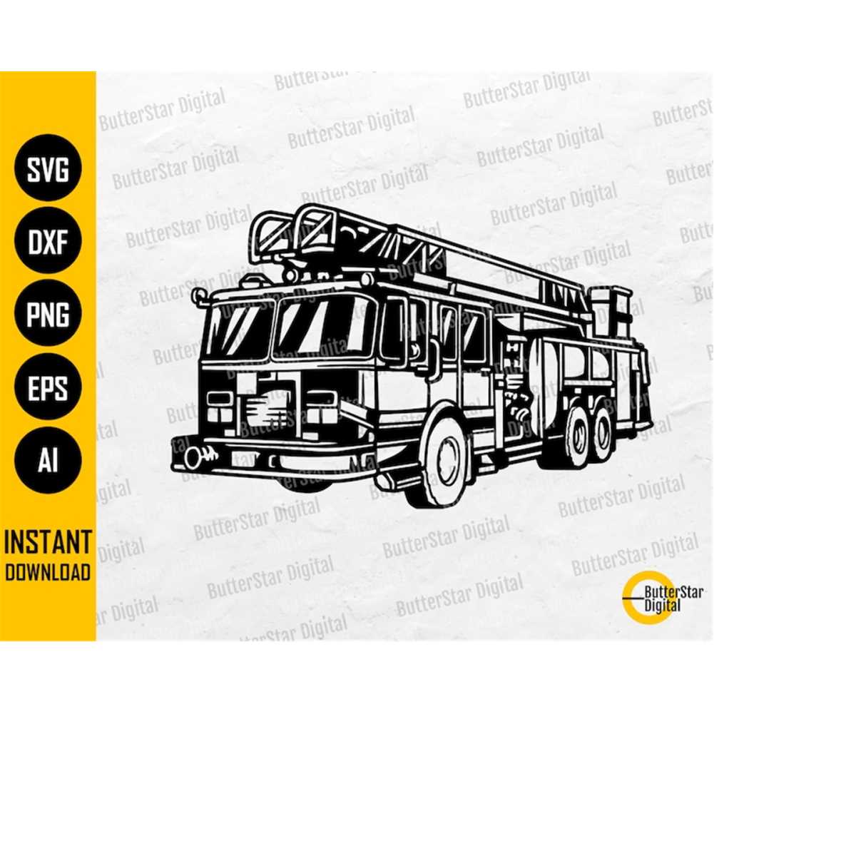 Fire Truck SVG | Fire Engine SVG | Firefighter Decal Graphic - Inspire ...