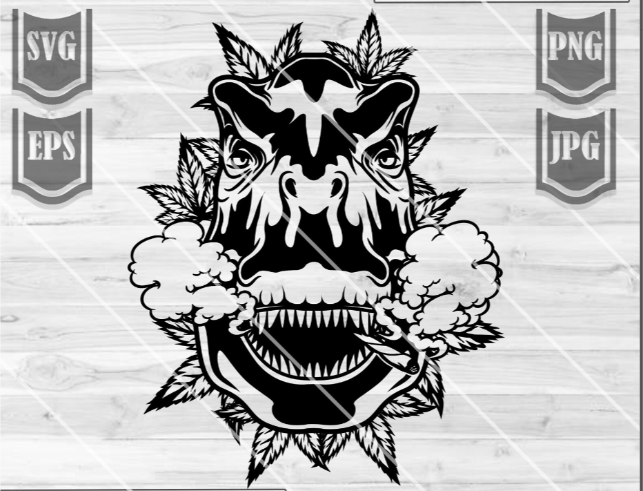 Dino Smoking Joint svg | Rasta Dinosaur Clipart | Weed Trex | Inspire ...