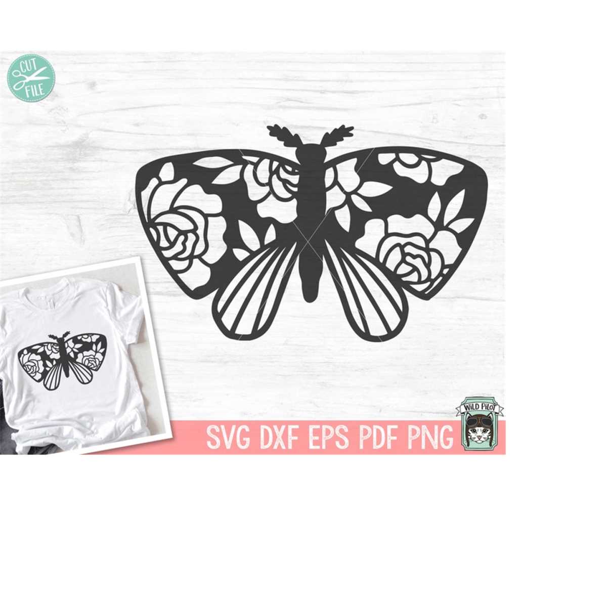 Moth SVG File, Mystical SVG File, Flower Moth SVG, Floral Mo - Inspire ...