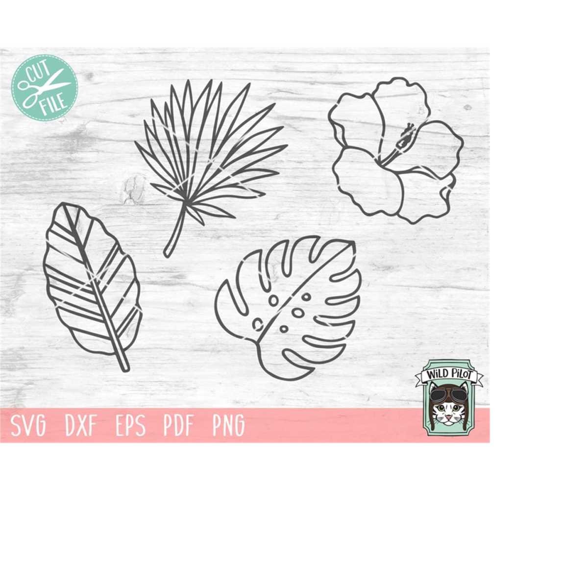 Tropical Flowers SVG Cut File, Tropical Leaves SVG, Hibiscus - Inspire ...