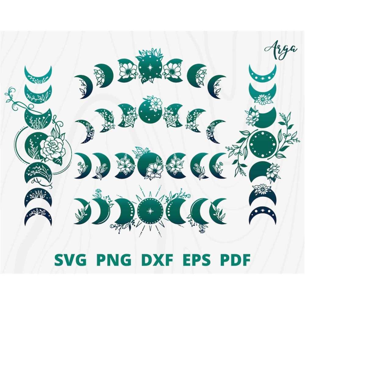 Moon Phase svg bundle, Flower Moon Phase svg, Mystic Celesti | Inspire ...