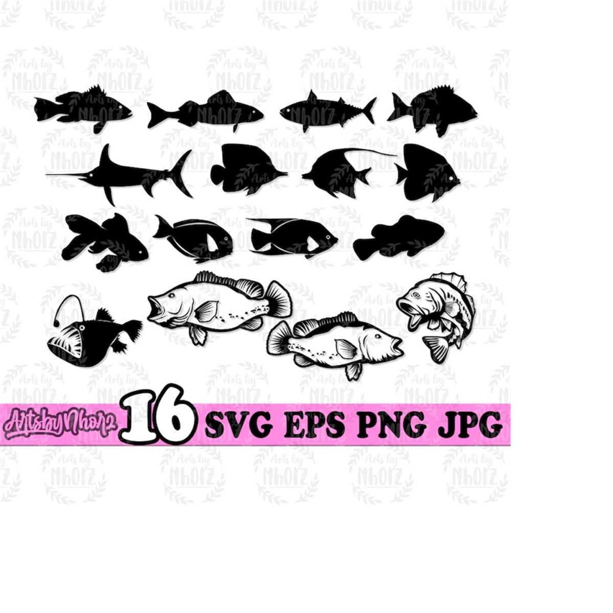 16 Fishes SVG Bundle, Fishes svg, Fishing svg, Fish Clipart, | Inspire ...