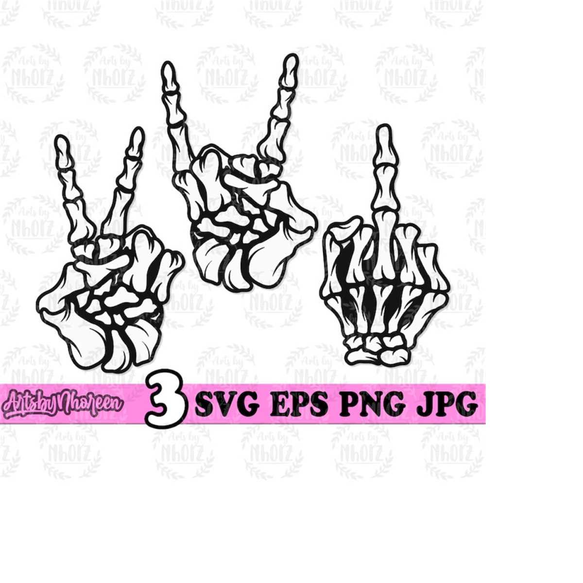 3 Skeleton Hand Sign svg, Sign Language Clipart, Skeletal Ha | Inspire ...