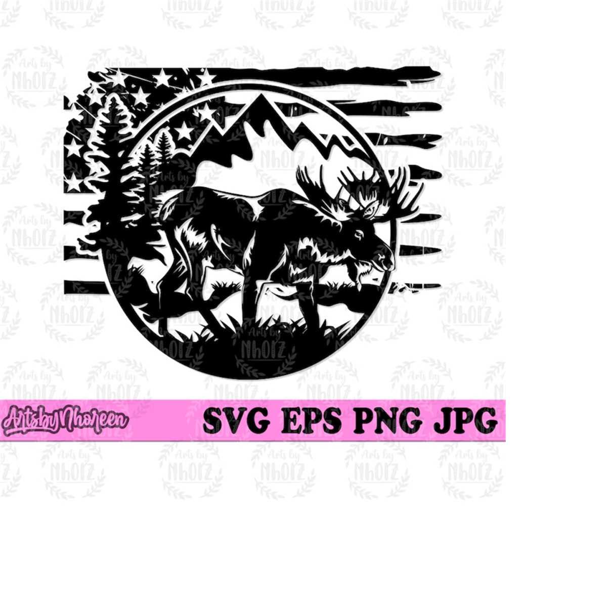 US Moose Scene svg, Moose Clipart, US Outdoor svg, Moose Cut - Inspire ...