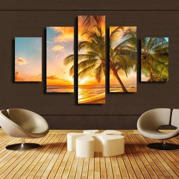 Beach Nature 5 Pieces Canvas Wall Art, Large Framed 5 Panel | Inspire ...