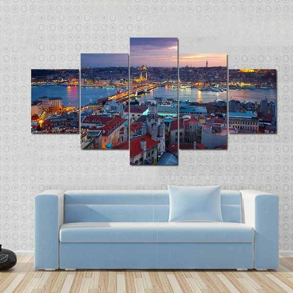 Beautiful Istanbul Sunset Panorama Nature 5 Pieces Canvas Wa | Inspire ...
