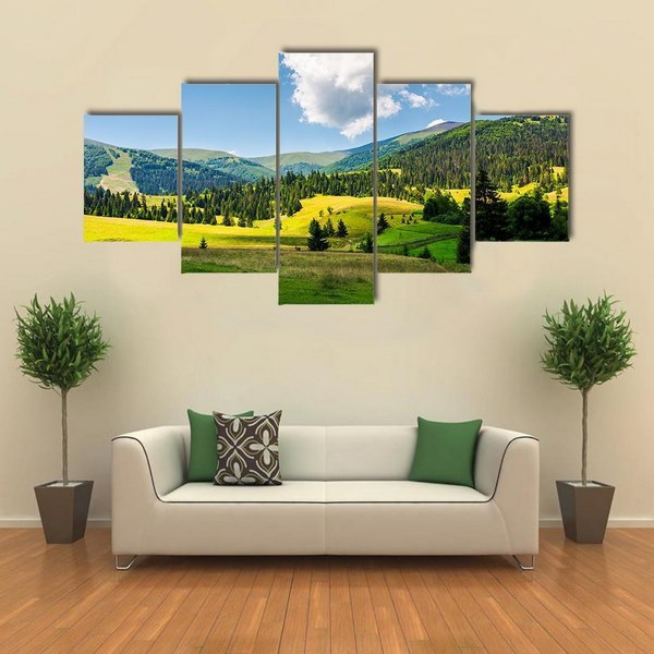 Beautiful Rural Scenery In Mountains Nature 5 Pieces Canvas | Inspire ...