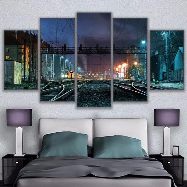 Beautiful Rustic Railroad Tracks Nature 5 Pieces Canvas Wall | Inspire ...