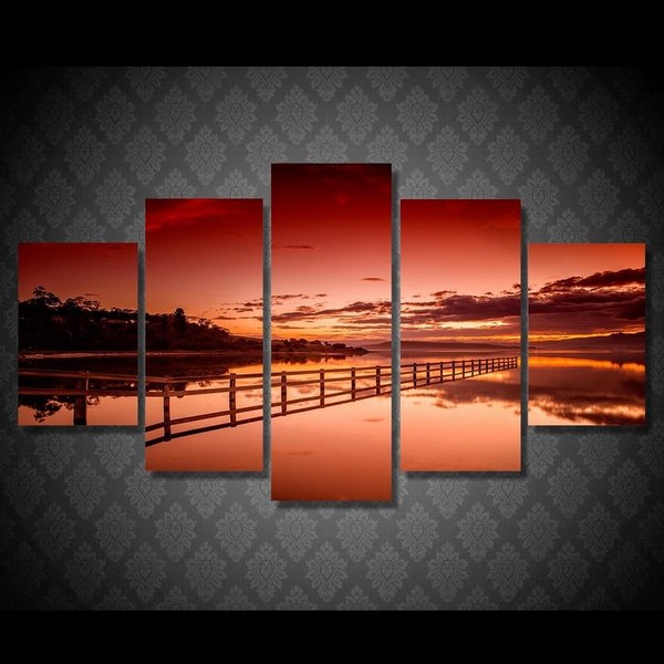 Ozero Gory Nebo Zakat Priroda Nature 5 Pieces Canvas Wall Ar | Inspire ...