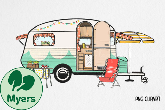 Hand Drawn Vintage Camping Trailer Design 02 | Inspire Uplift